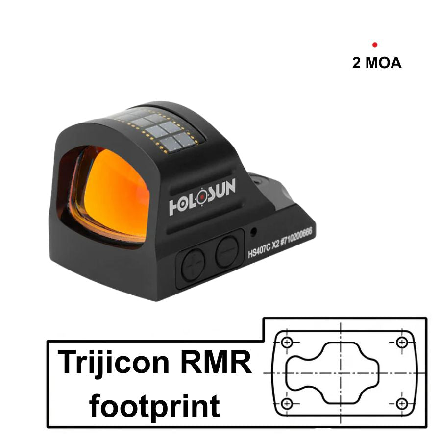 Holosun 407C X2 | Red Dot Sight | Reticle with Solar Cell – Optics Spot